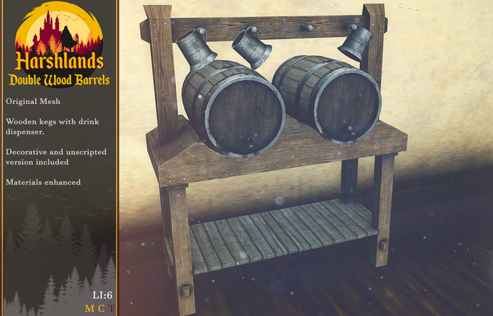 Second Life Marketplace - [Harshlands] Double Wood Barrels